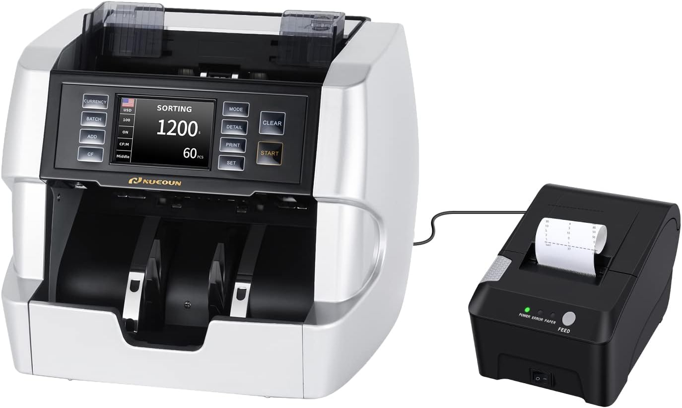 Amazon.com : NUCOUN VC-7S Silver Bank Grade Money Counter Machine Mixed ...