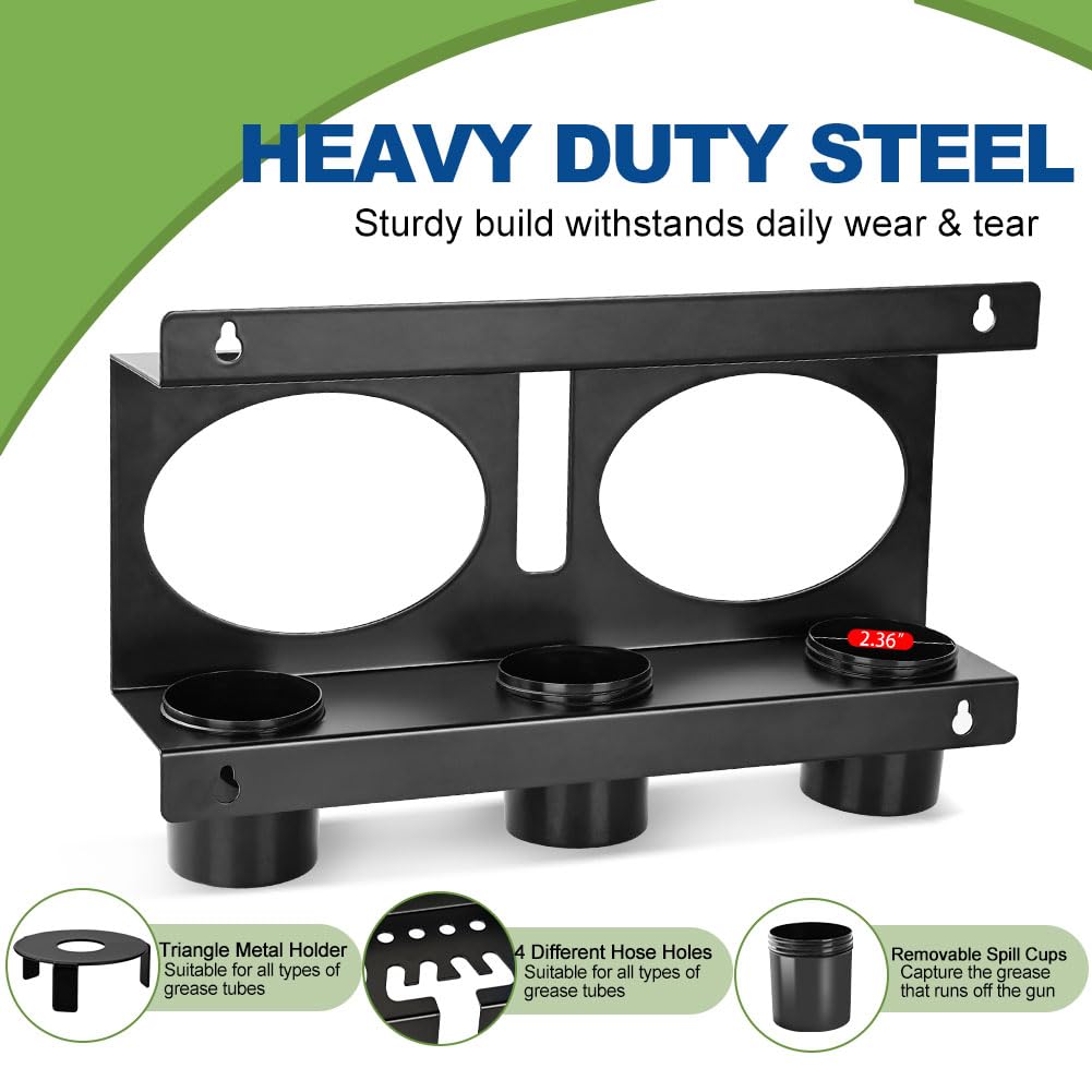 JDMON Grease Gun Holder Compatible with 2 Grease Guns, Grease Gun Rack ...