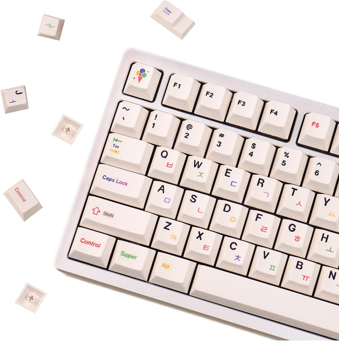 Amazon.com: PBT Keycaps, 144 Keys Keycap Set, Beige Korean White ...
