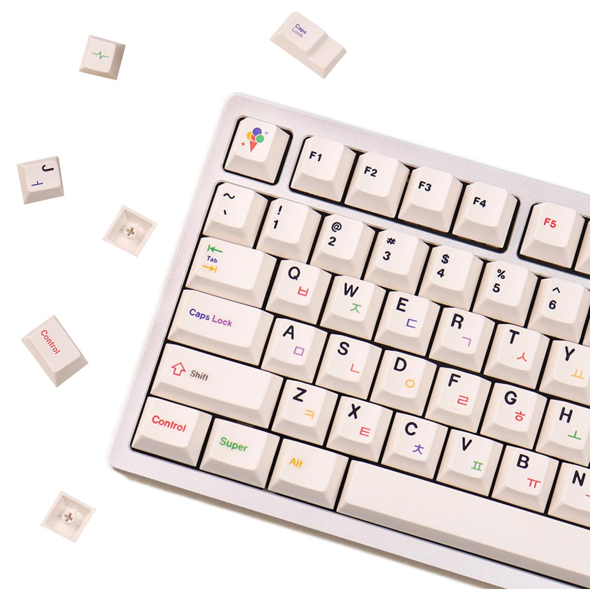 Amazon.com: PBT Keycaps, 144 Keys Keycap Set, Beige Korean White ...
