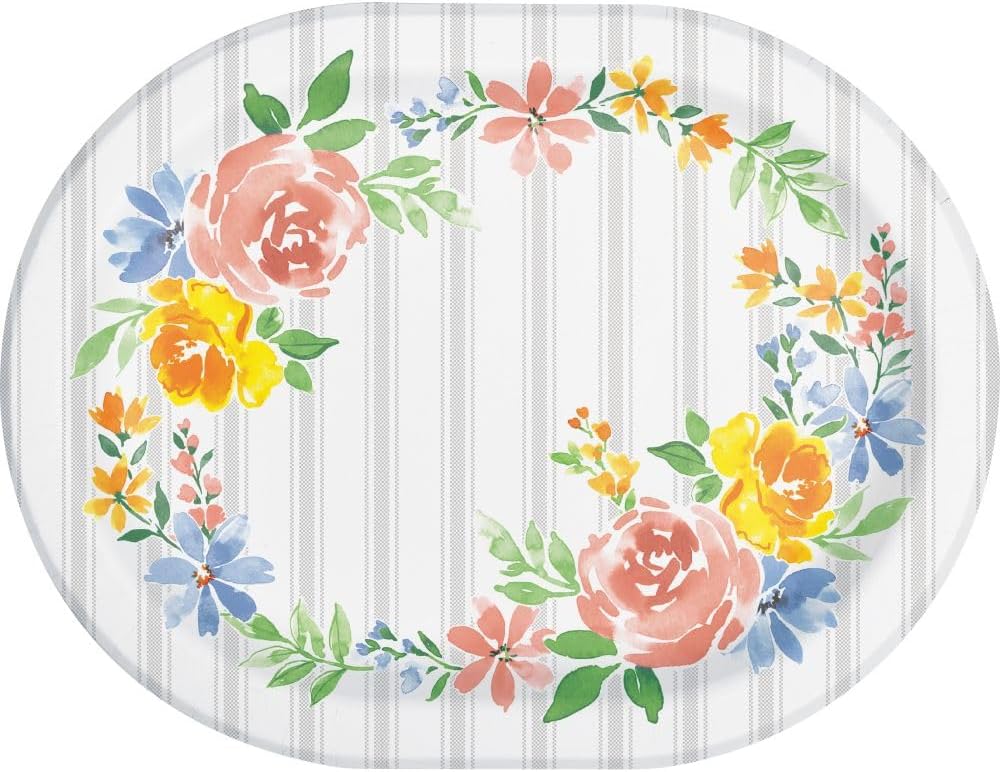 Amazon.com: Hoffmaster Spring Cottage 12-inch Oval Paper Plates 8 Per ...
