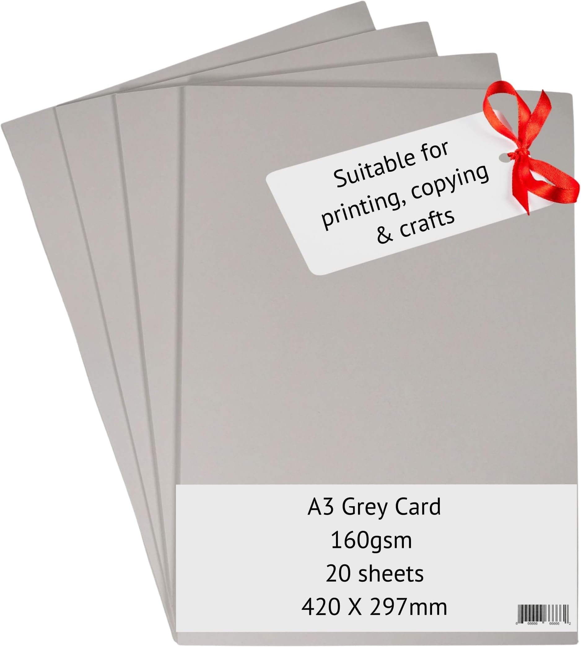 A4 Grey Card Paper Printer - 160gsm 40 Sheets - Coloured Craft Card ...