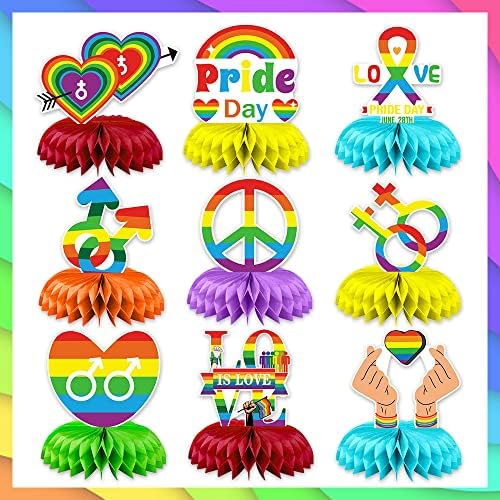 Amazon.com: 9PCS Pride Honeycomb Table Centerpiece Pride Day ...
