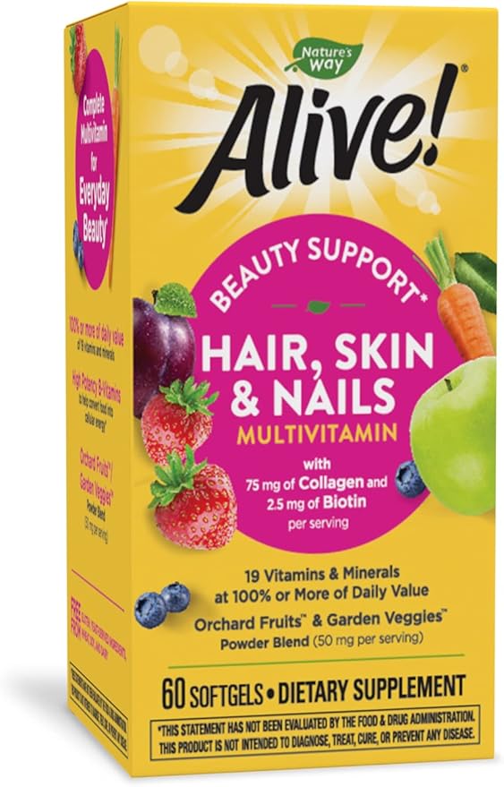 Amazon.com: Nature's Way Alive! Hair, Skin & Nails Multivitamin with ...
