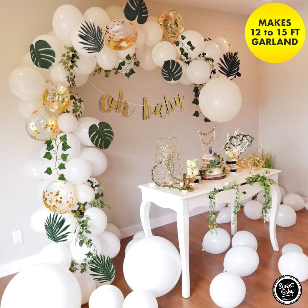 Sweet Baby Co. Boho Fake Greenery Baby Shower Decorations Neutral with ...
