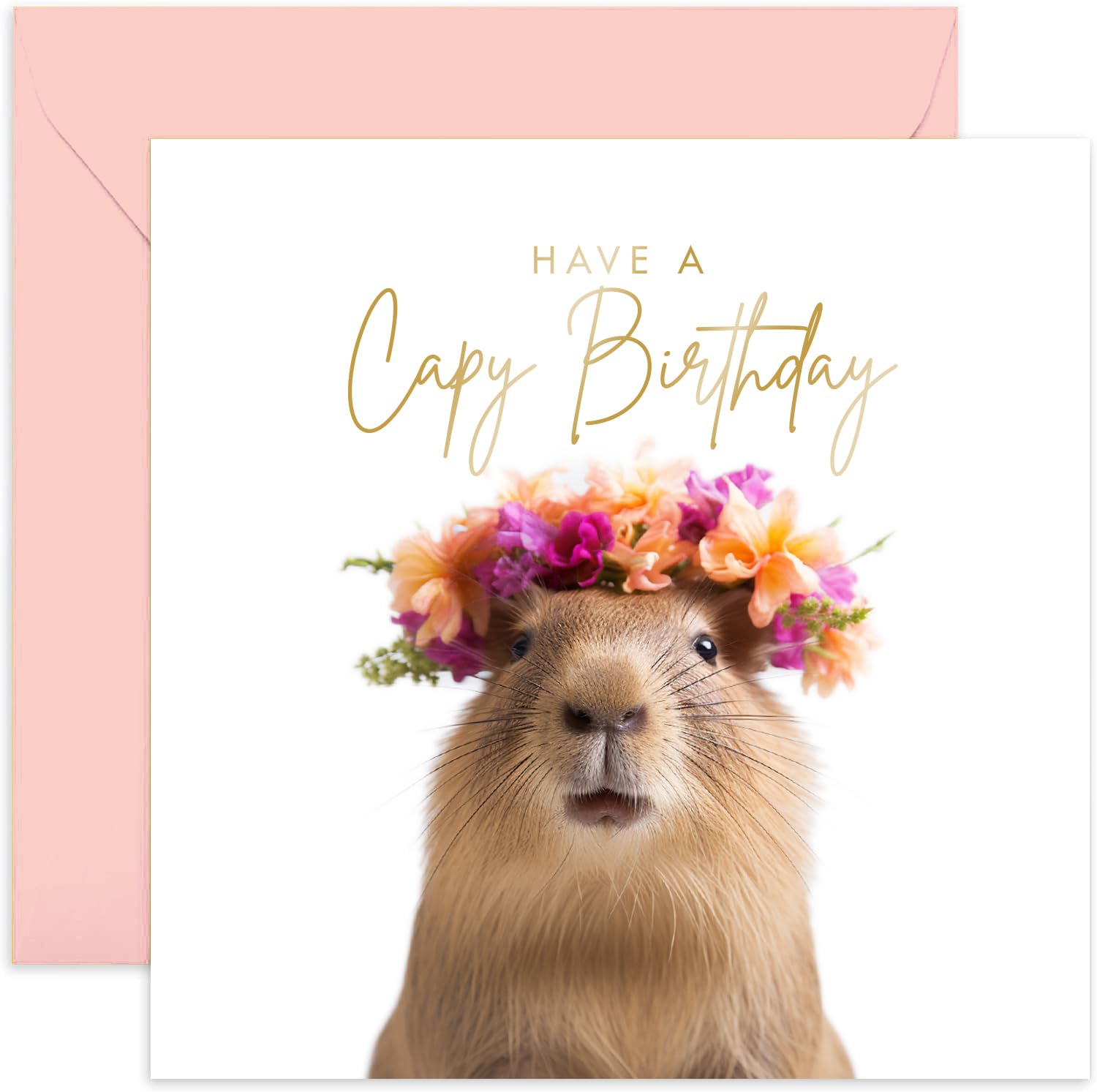 Amazon.com : Old English Co. Cute Capybara Birthday Card for Her - Fun ...