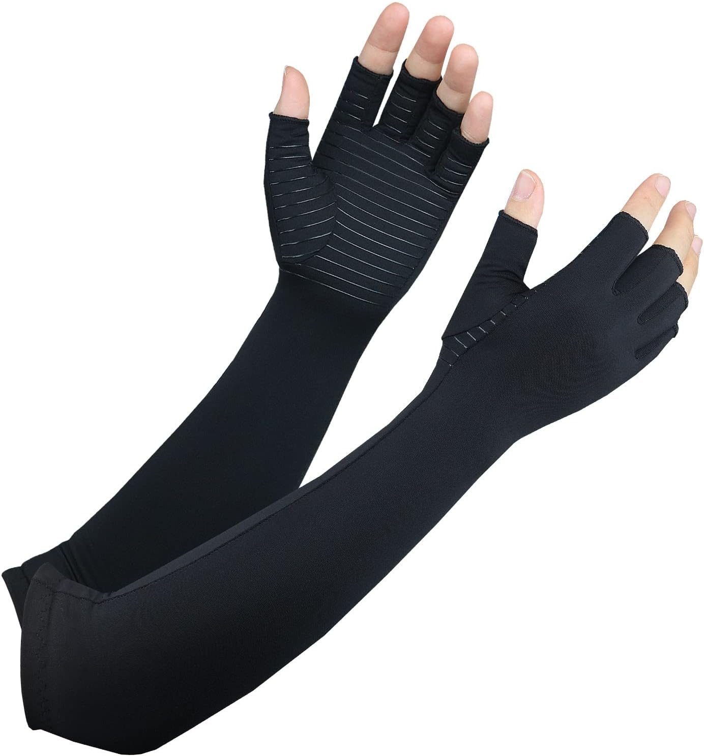 Copper Long Arthritis Gloves - Wrist Compression Arm Sleeve, Carpal ...