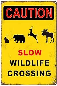 Amazon.com : Metal Caution sign - Slow Wildlife Crossing -sign suitable ...
