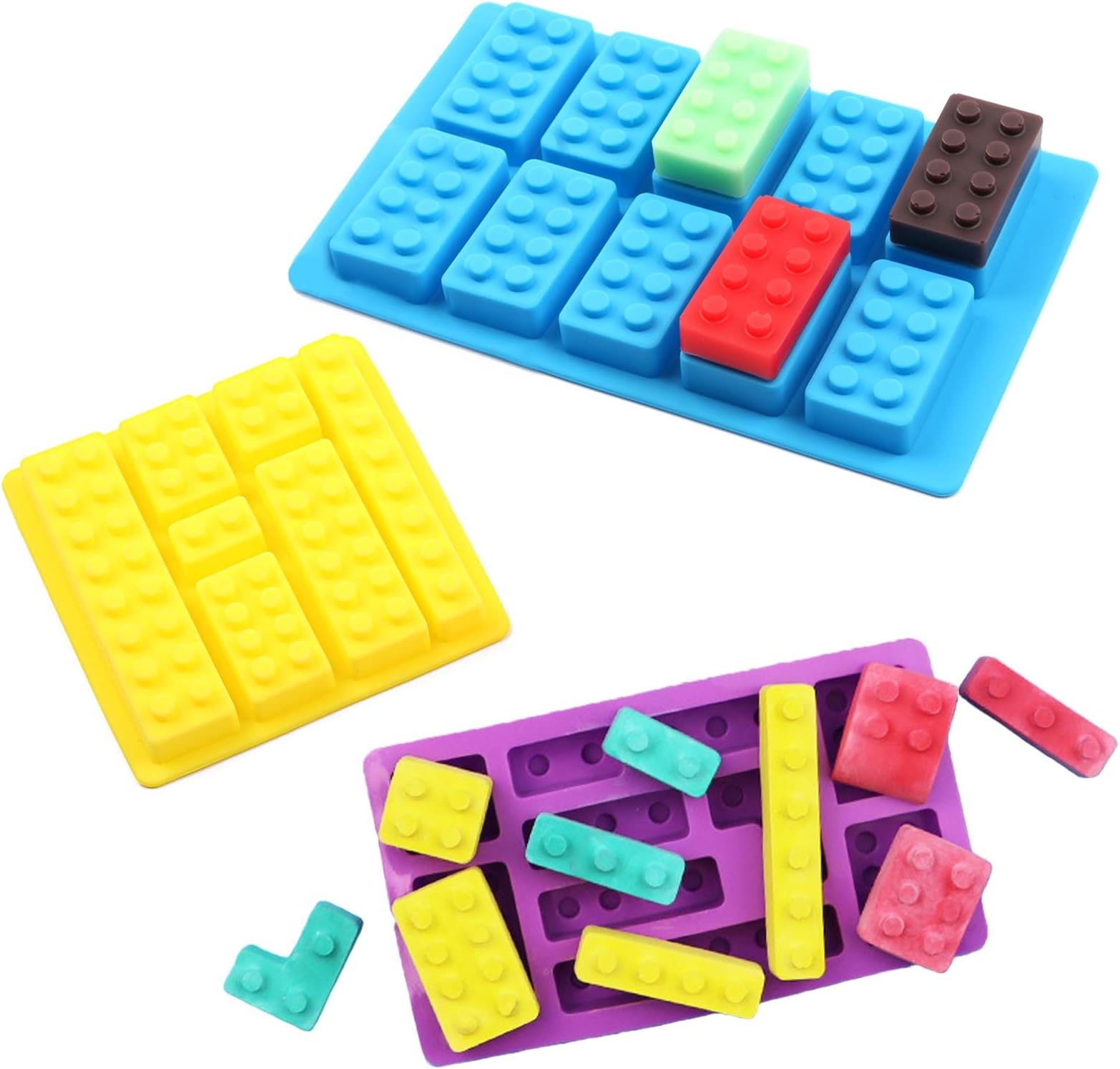 Amazon.com: Mivofun Mivofun 3 Pcs Building Block Moulds, Silicone ...