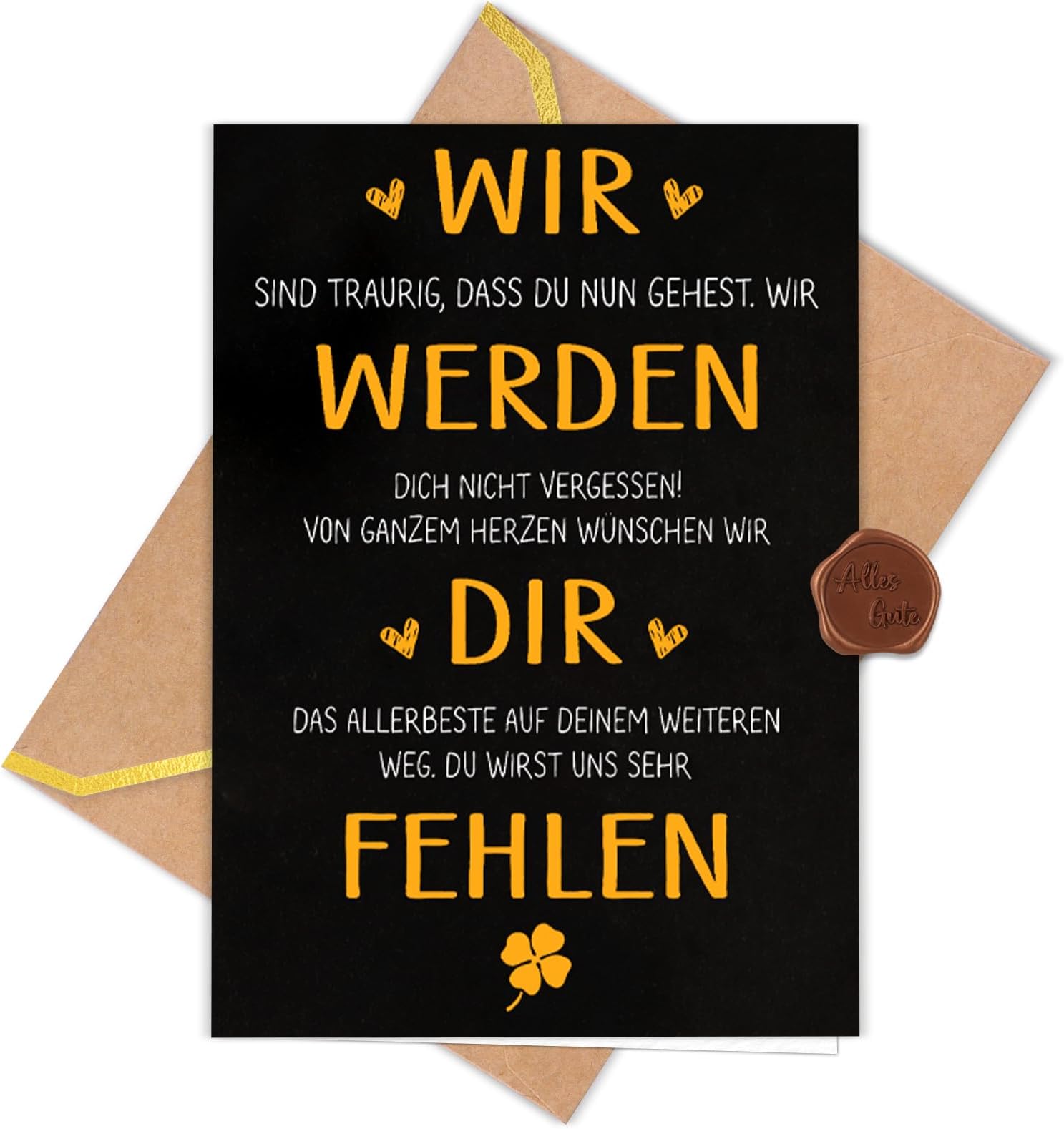 WenmthG Abschiedskarte Kollegen (Klappkarte mit Umschlag und ...