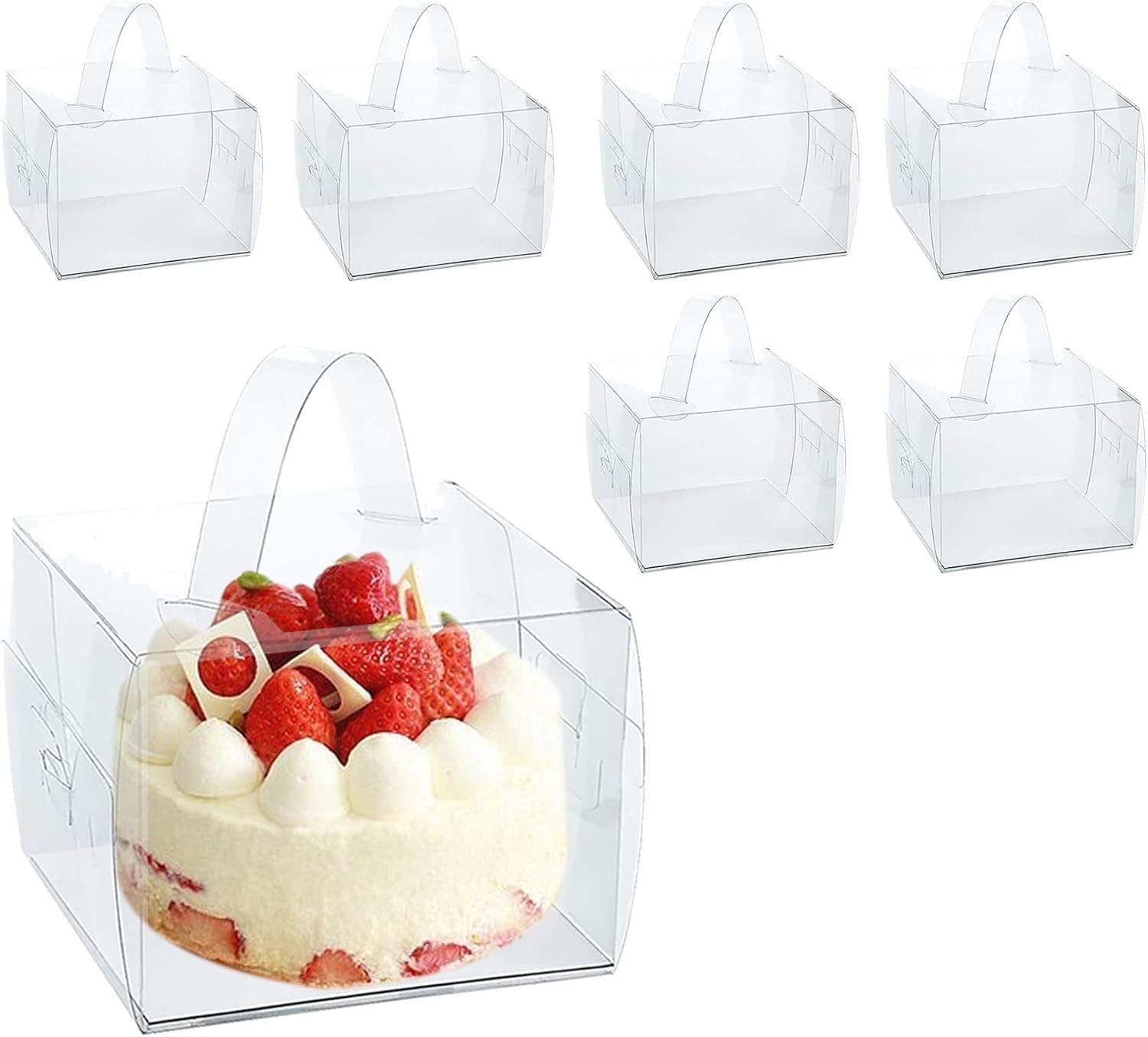 SYOSI 20 Pcs Clear Cake Boxes, Clear Plastic Cake Boxes with Base ...