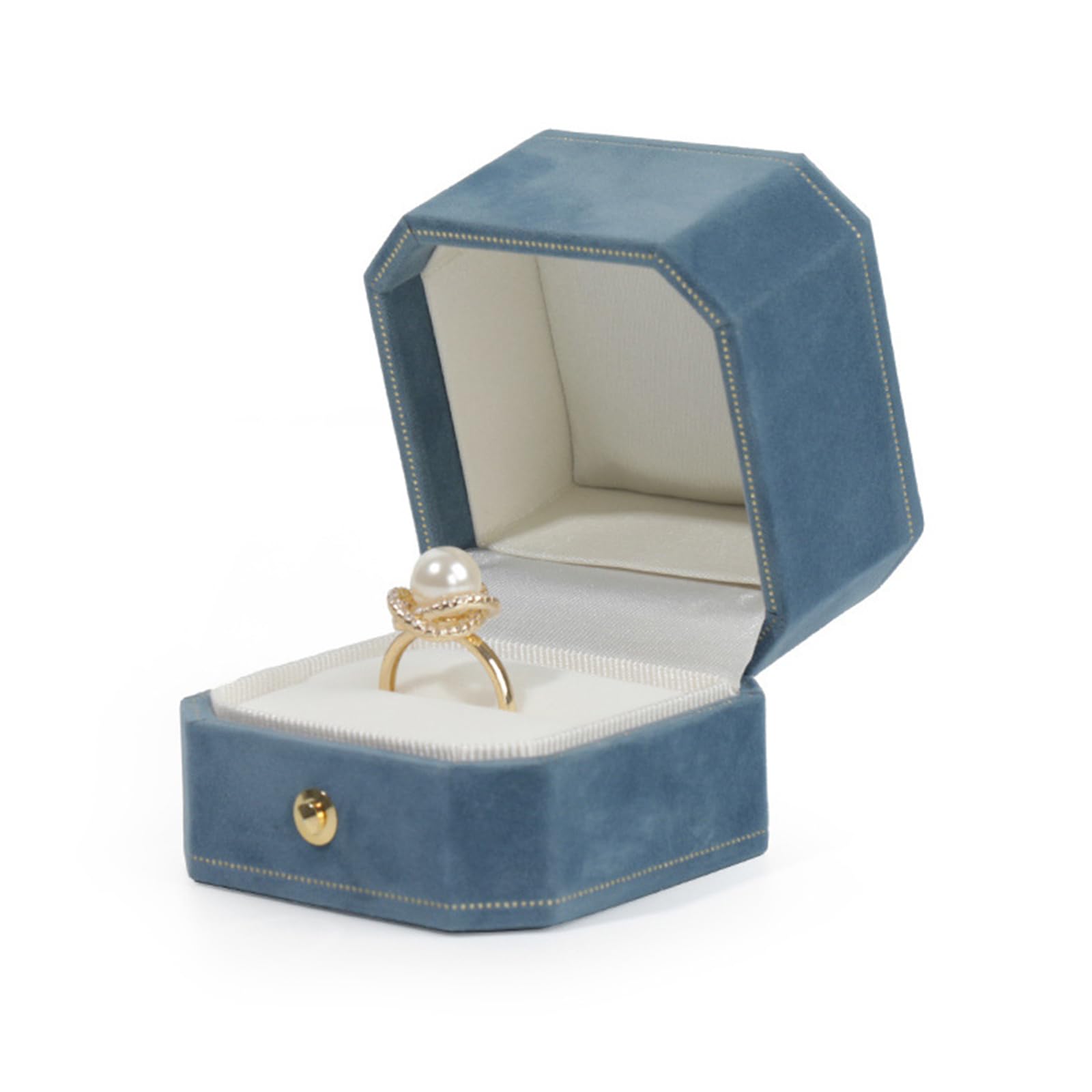 Amazon.com: WHSLILR Velvet Jewelry Ring Box - Octagon Engagement Ring ...