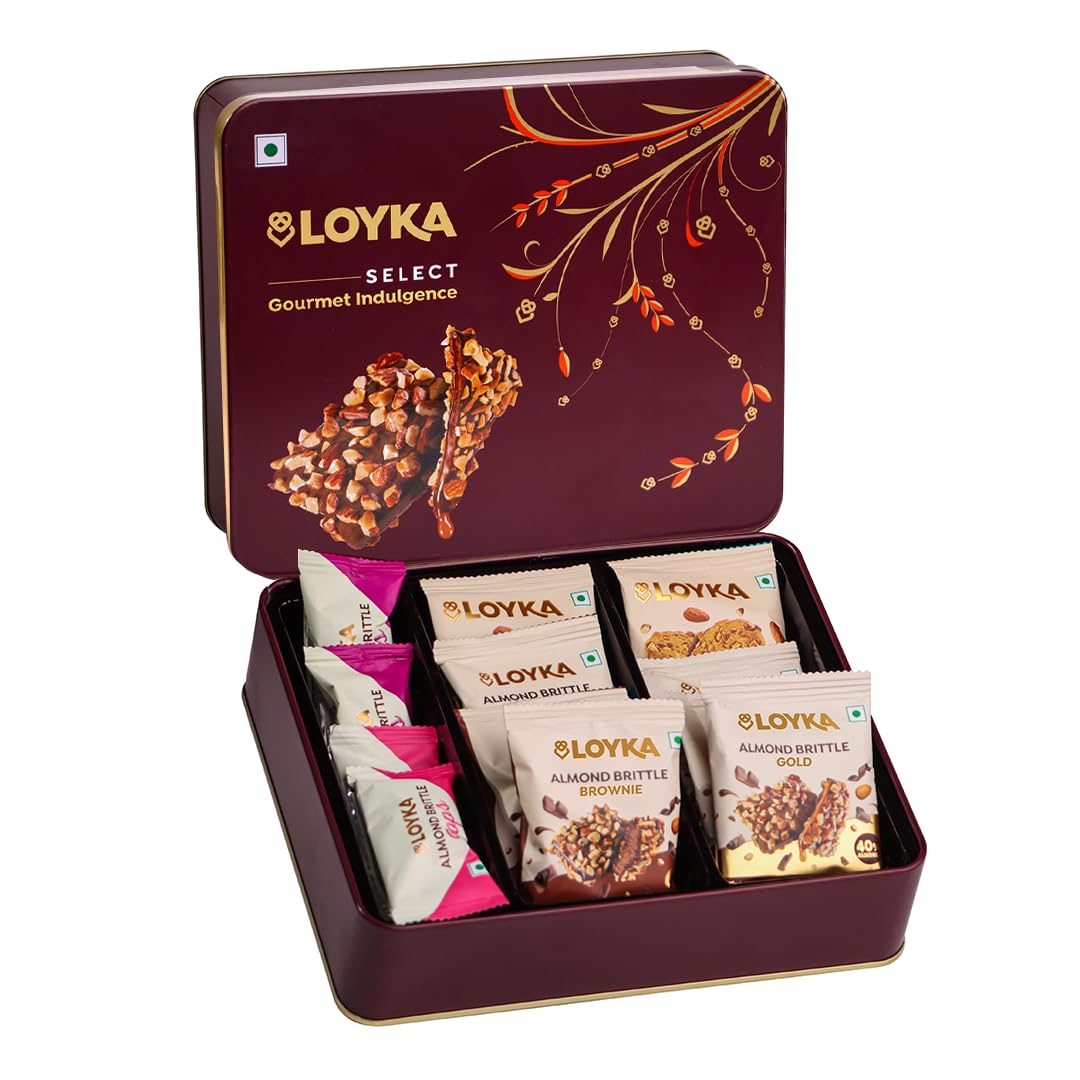 Loyka Select Majestic Maroon Tin (Reusable) – 3 Almond Brittle Gold, 3 ...