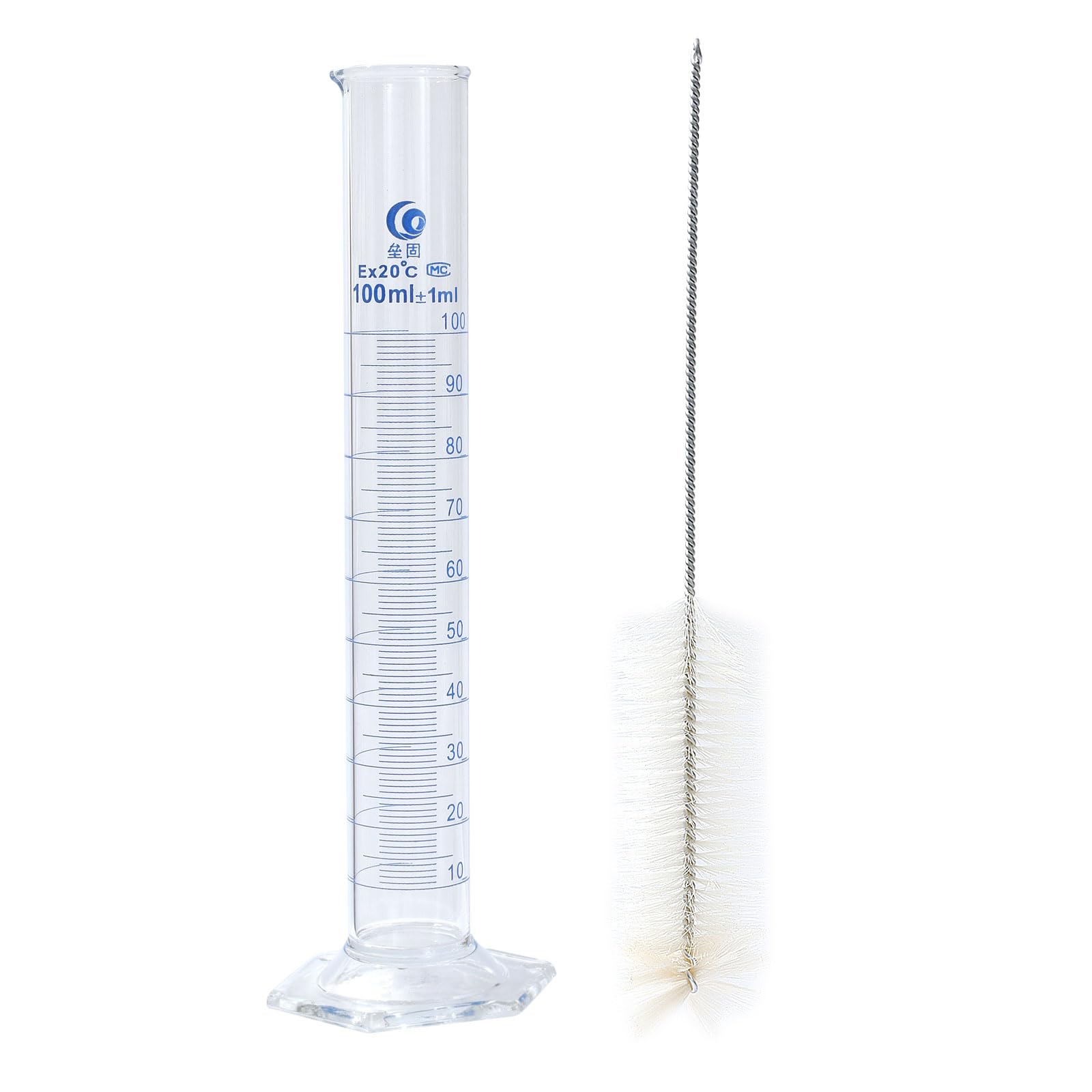 PATIKIL 100ml 3.3 Borosilicate Glass Graduated Cylinder with Brush ...