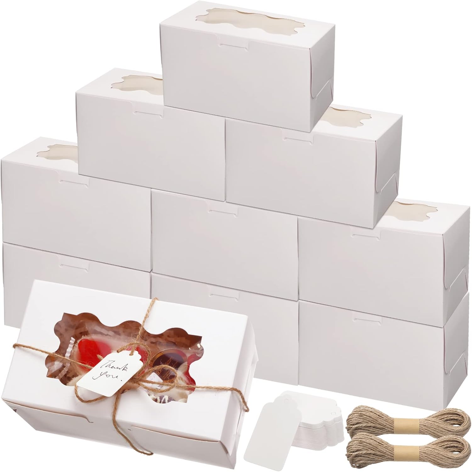 Amazon.com: Mimorou 100 Pack White Wedding Treat Boxes Bakery Cookie ...