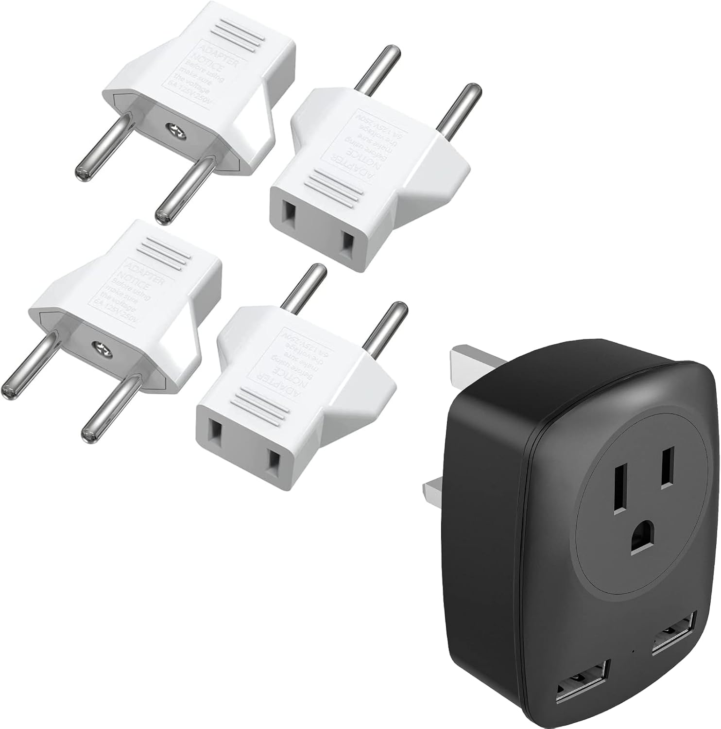 Amazon.com: 4 Small EU Travel Adapter & 1 UK Travel Plug Adapter ...