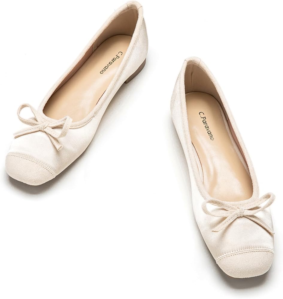 Ivory Leather Flats