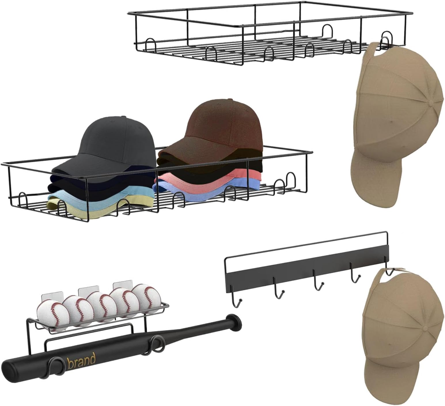 Amazon.com: KEETDY Metal Hat Racks for Baseball Caps Wall Hat Organizer ...