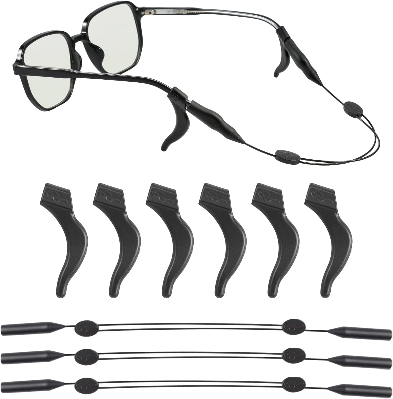 TOYMIS 3pcs Adjustable Silicone Glasses Straps, Eyeglasses Strap Holder ...