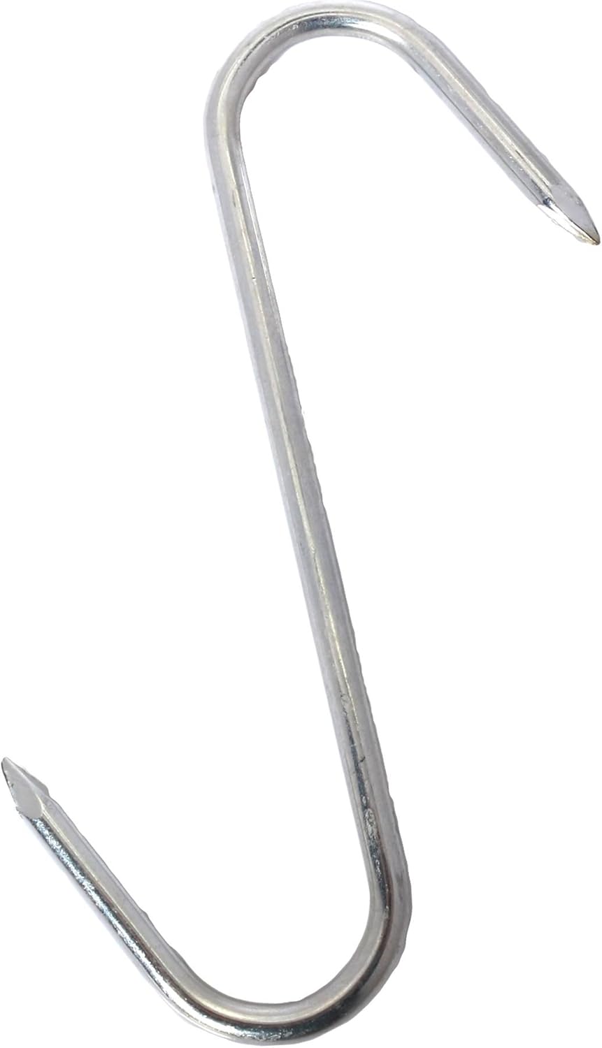 Extra Large 150mm Pointed S Hook - Thick Galvanised Steel Butcher/Meat ...