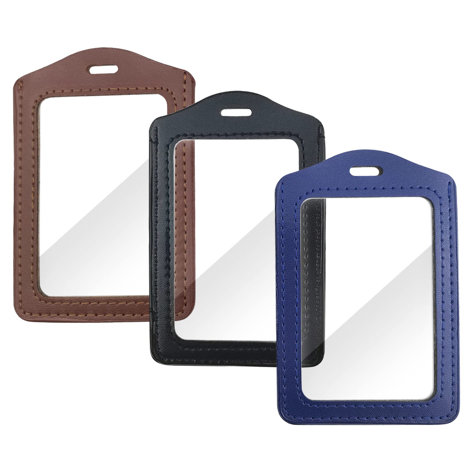 Amazon.com : 3 Pack Genuine Leather Badge Holders, Vertical ID Card ...
