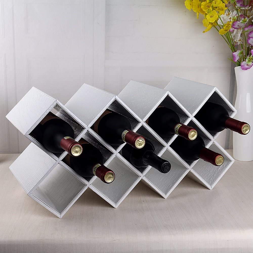 DSWJJ wine rack MDF+PU Leather White Plain/white Crocodile Pattern ...