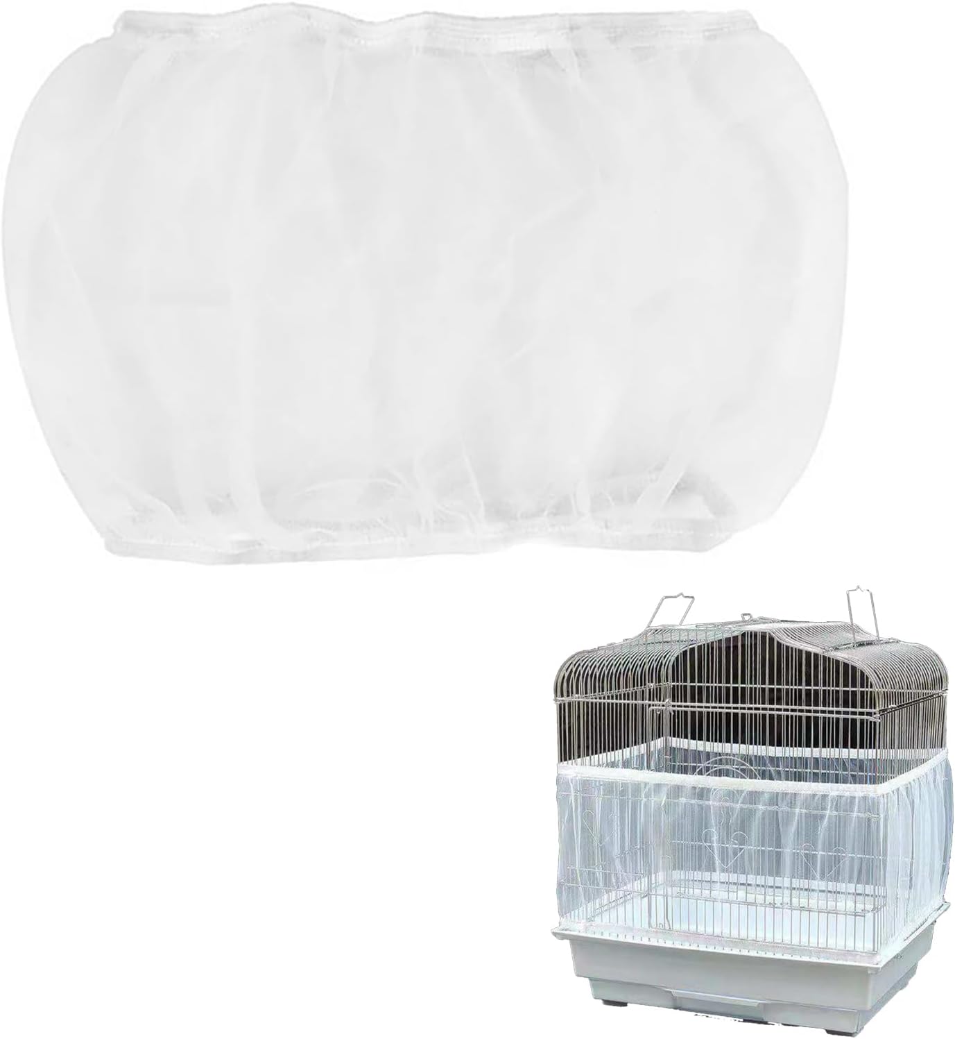 AOVNA Bird Cage Net Cover Bird Cage Seed Catcher Skirt Stretchy Bird ...