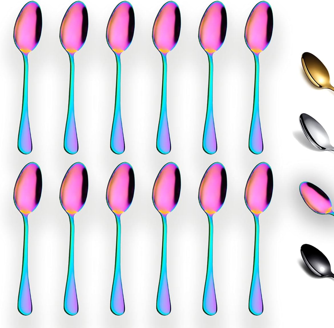 Amazon.com: Keiwhsly Rainbow Teaspoon Set of 6, 6 inches Mini Stainless ...