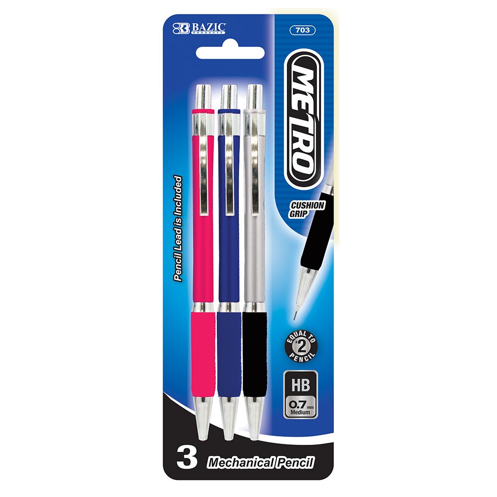 Amazon.com : BAZIC Metro 0.7mm Mechanical Pencil (3/Pack) : Office Products
