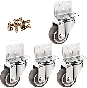 Casters, 4X L-Clip Plate Swivel Castor Wheels,5 Holes Side Mount Plate ...