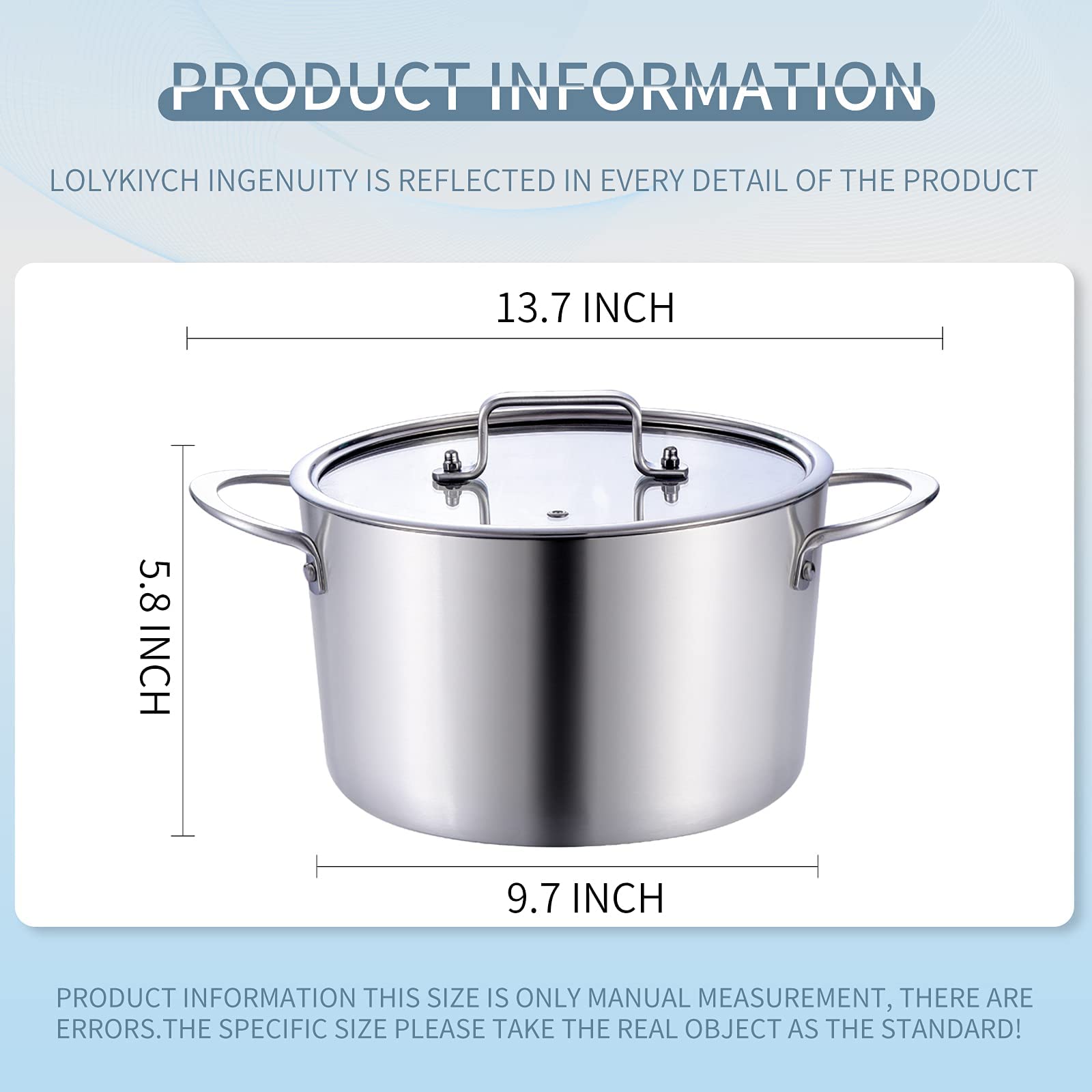 LOLYKITCH Whole Body Tri-Ply Stainless Steel 5QT Stock Pot, Saucepan ...