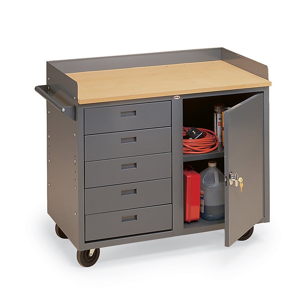 Edsal Mobile Cabinet Bench - 42X24x37" - 5 Drawer - Gray: Tool Cabinets ...