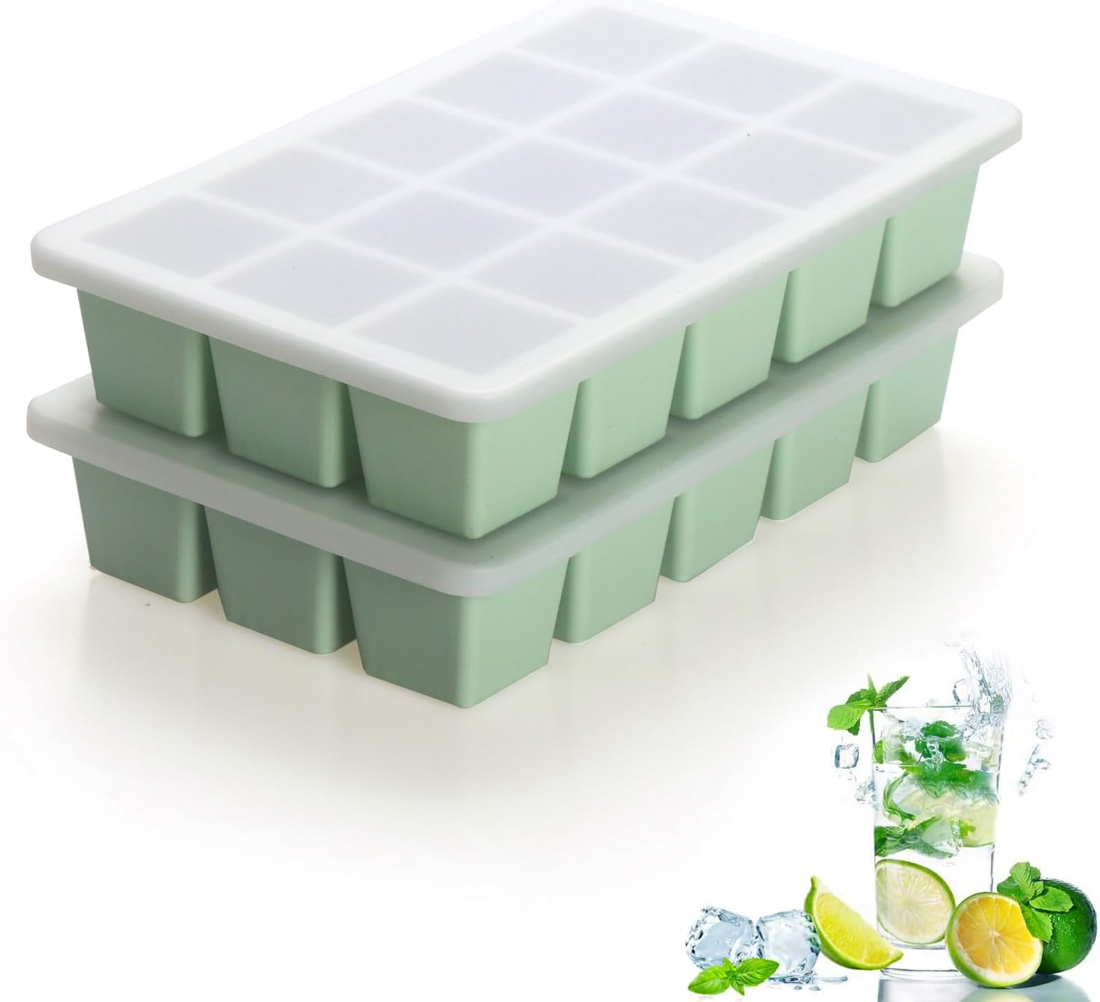 Amazon.com: Ice Cube Trays with Lids, GDREAMT 2 Pack Silicone Ice Cube ...