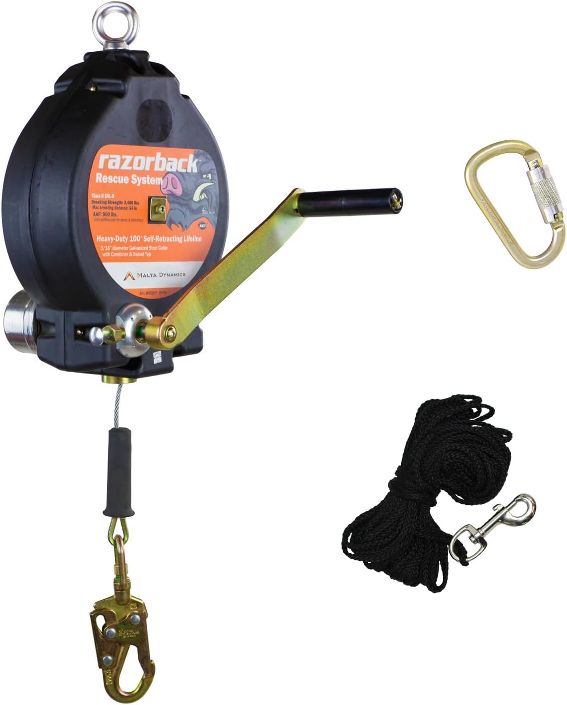 Amazon.com: Malta Dynamics 90’ 3-Way Recovery Self Retracting Lifeline ...