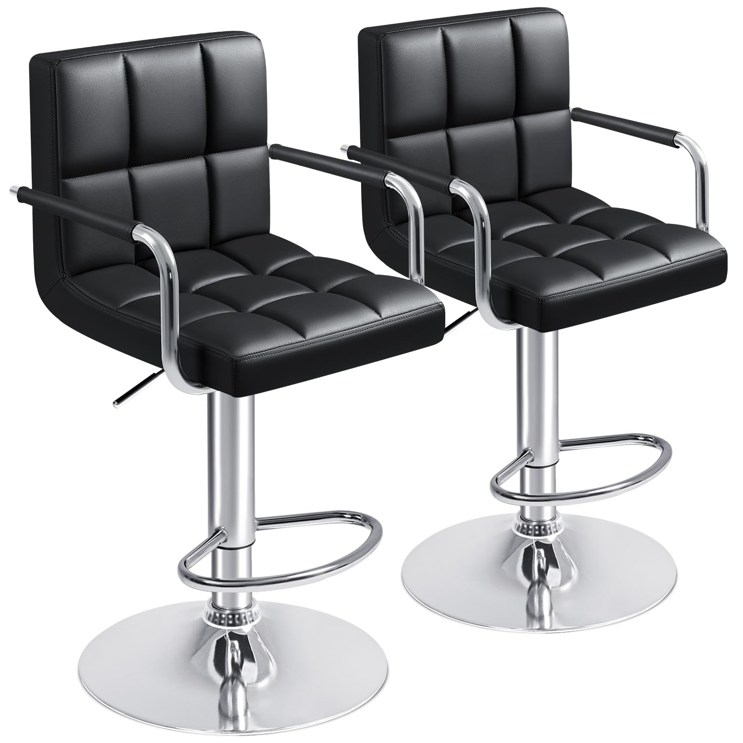 Amazon.com: Furmax Bar Stools with Armrest Modern PU Leather Swivel ...