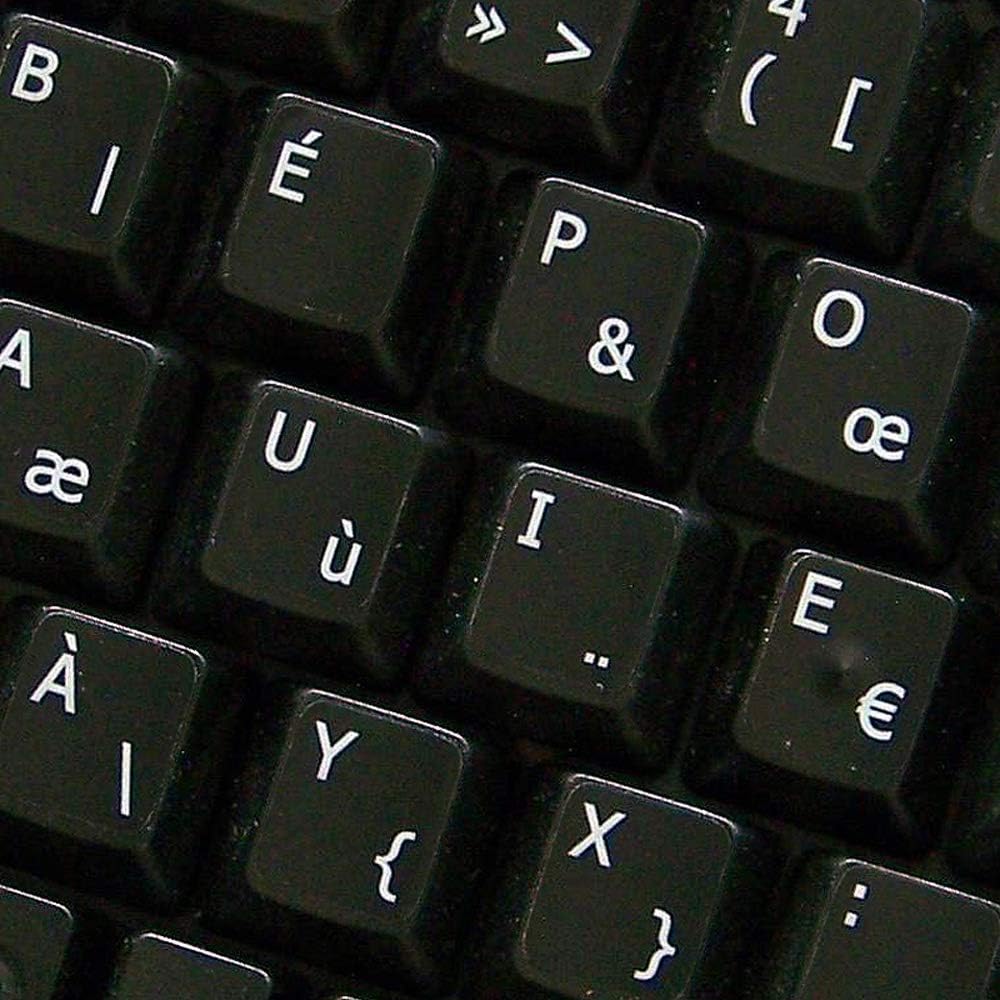 French BEPO Keyboard Stickers ON Black Background Non-Transparent for ...