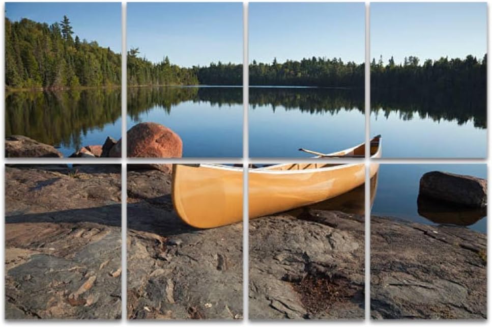 Amazon.com: 8 Pack Art Acoustic Panels Canoe rocky shore calm lake pine ...