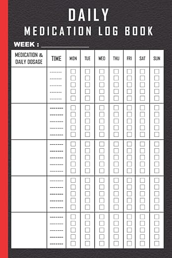 Daily Medication Log Book: Medicine Tracker Journal | Monday to Sunday ...