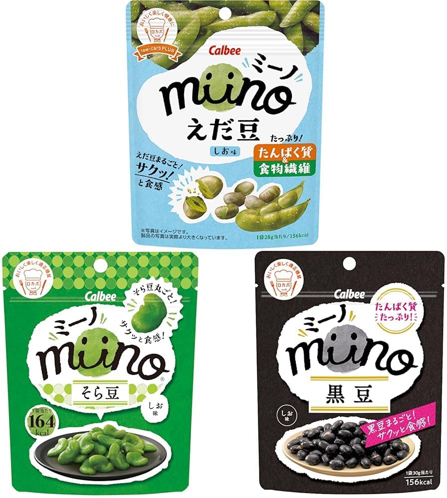 Amazon.co.jp: 【セット買い】【miino(ミーノ)】カルビー miinoえだ豆しお味 28g×12袋 + miino(ミーノ) カルビー miinoそら豆しお味 おつまみ おやつ ...