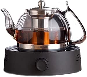 Amazon.co.jp: Open Fire Glass Pot, Tea Set, Induction Compatible, Tea ...