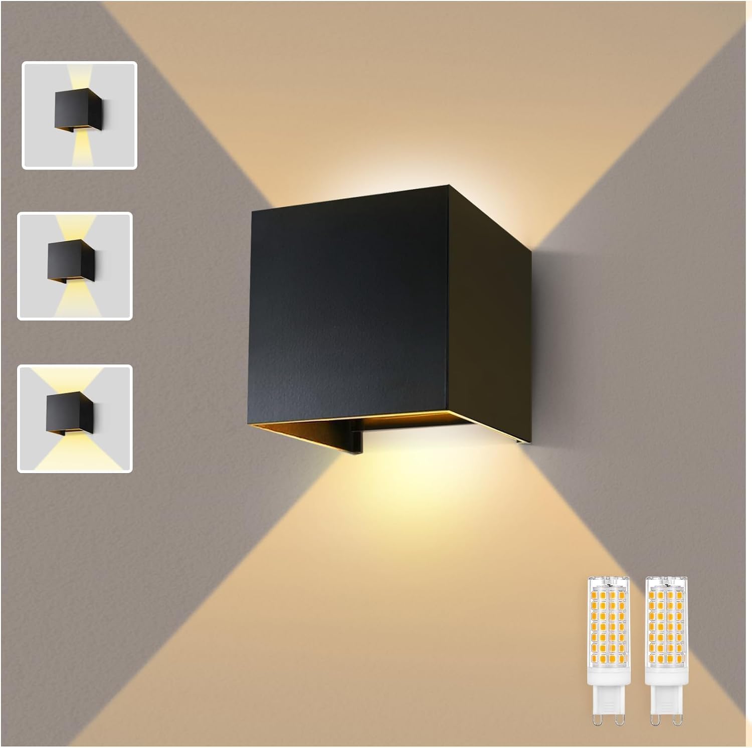 CHEVVY LED Wandleuchte Innen Schwarz 7W 2 Stück Moderne LED Wandleuchte ...