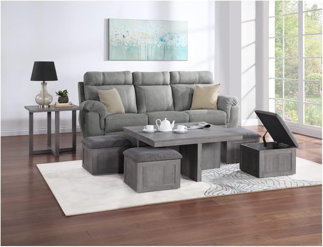 Amazon.com: Lilola Home Moseberg Coffee Table with Storage Stools and ...