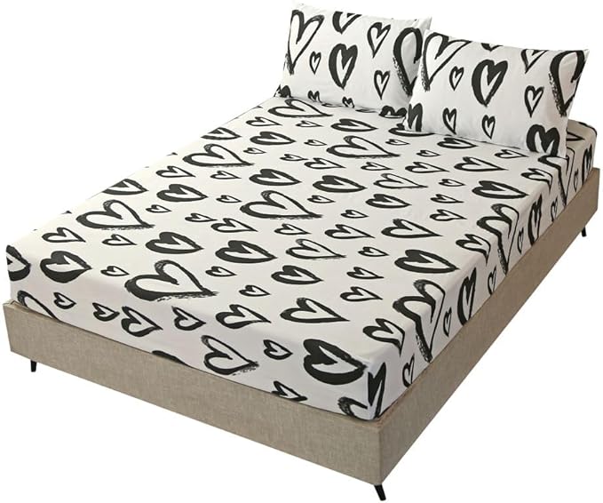 Amazon.com: SDIII 3PCS Heart Queen Sheet Set, Bed in a Bag Heart ...
