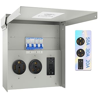 Umaogus Rv Outlet Box, Temporary Power Rv Electrical Panel with 20 30 ...