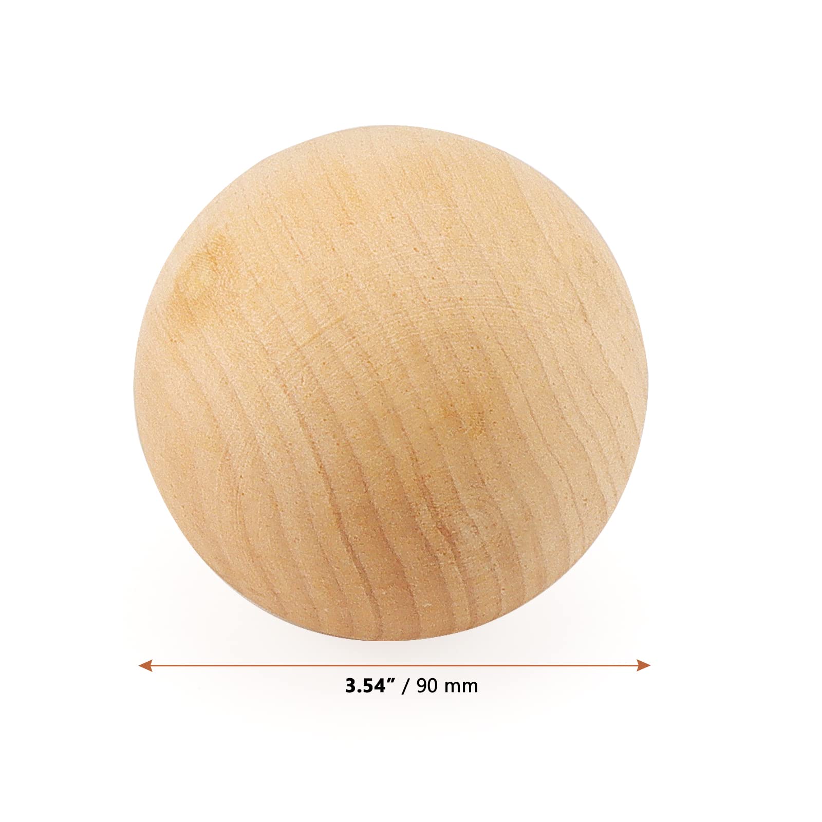 LEXININ 5 PCS 3.5 Inch Wooden Round Ball, Unfinished Wood Round Ball ...
