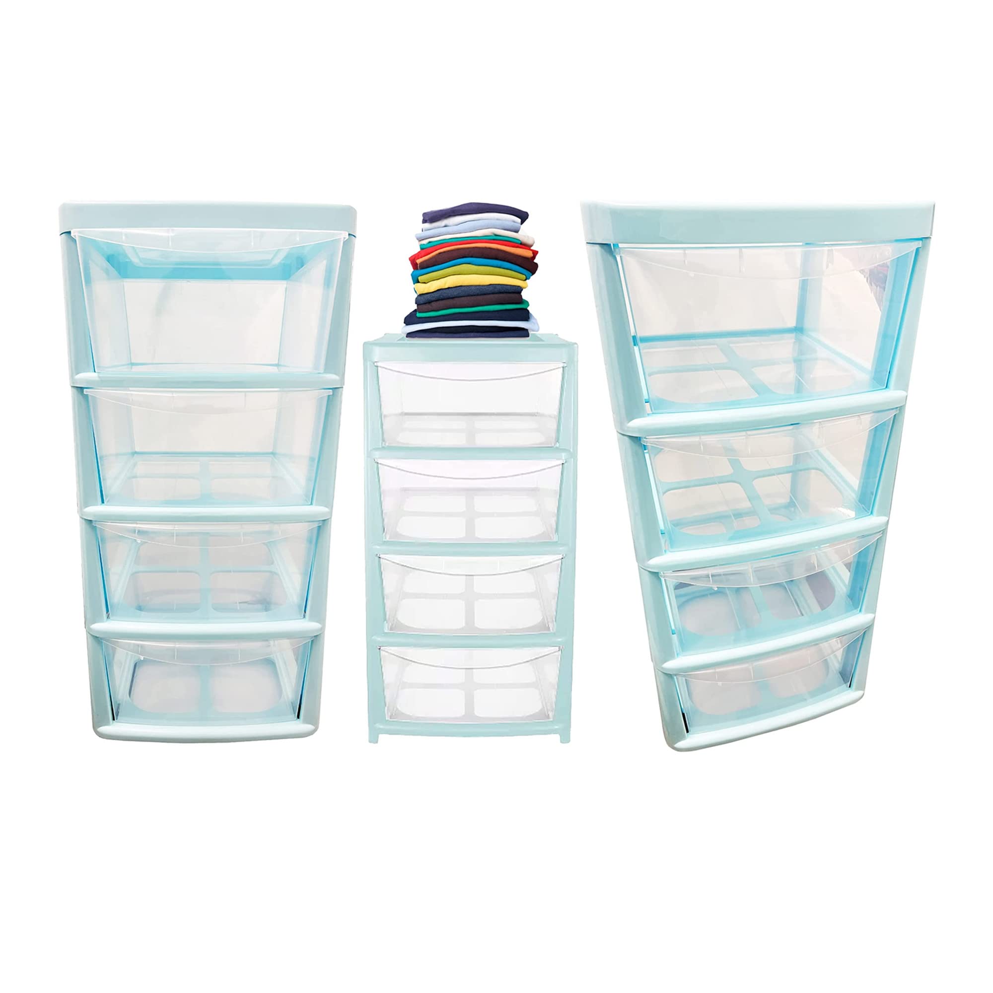 4 Drawer Handy Storage Cabinet Home Office Blue Frame Clear Transparent ...