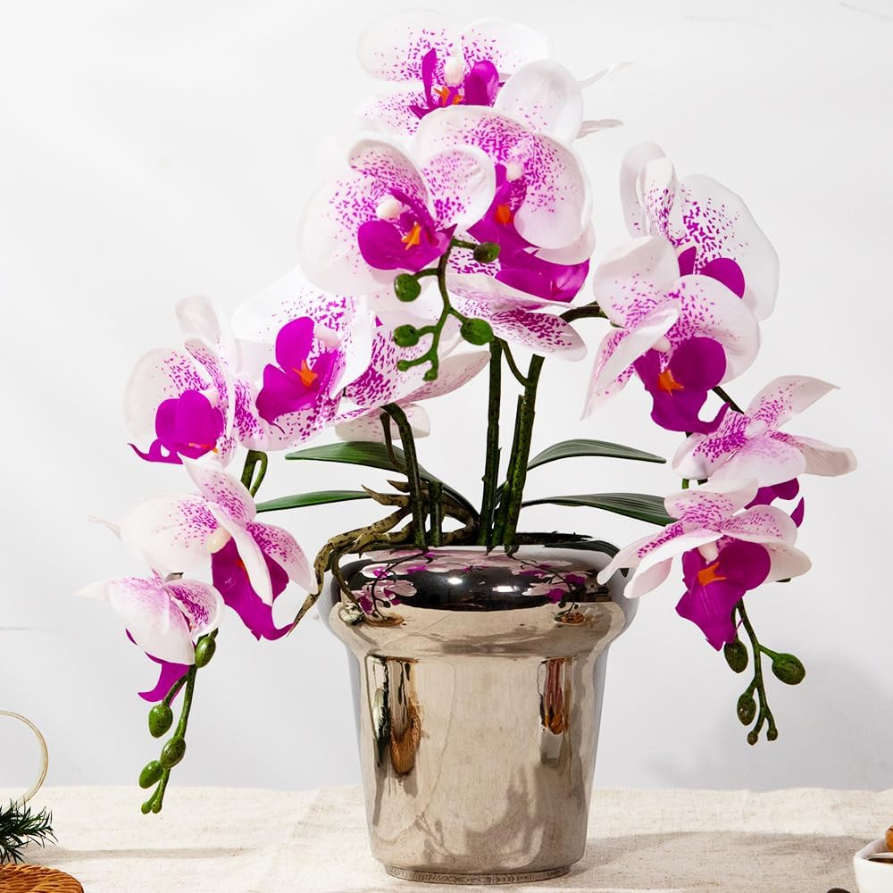 Amazon.com: JARELING Faux Artificial Orchid Flowers in Vase, Real Touch ...