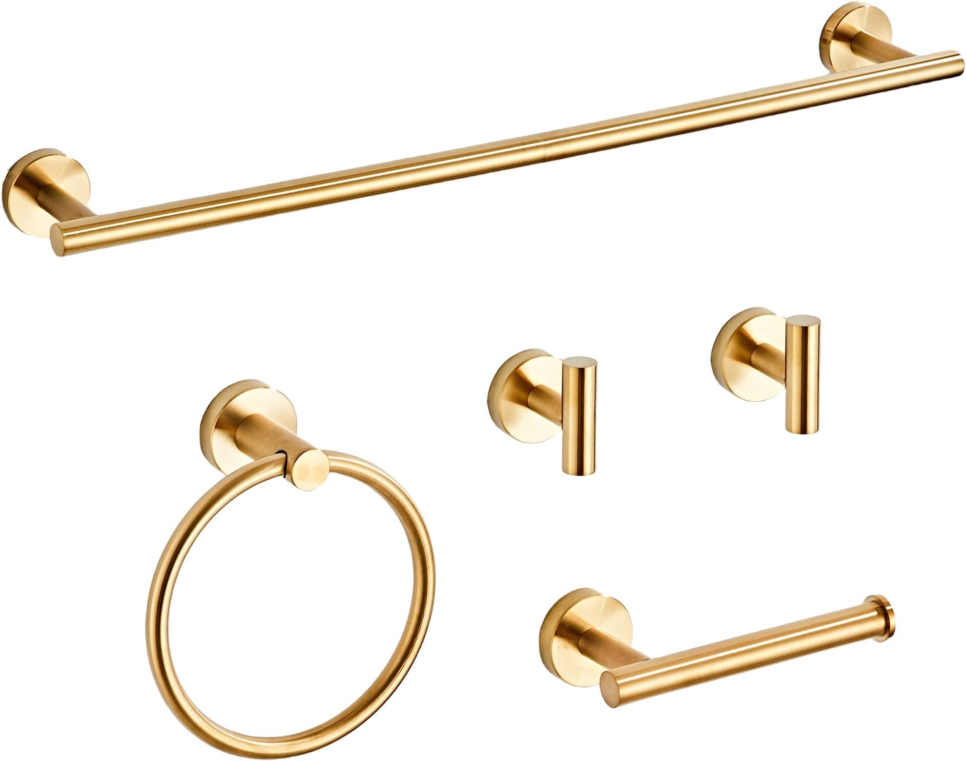 Amazon.com: TURS Brushed Gold Bathroom Hardware Set 5 Piece, SUS304 ...