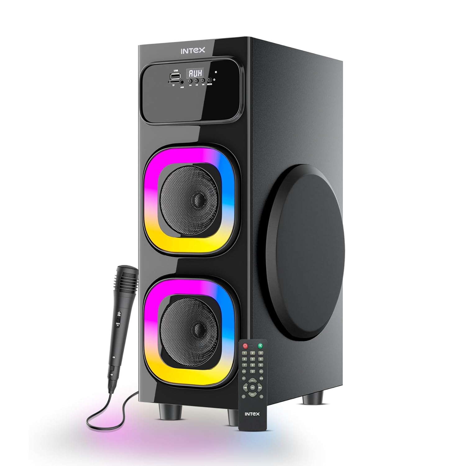Intex 80W Powerful Dynamic Bass Tower Speaker with Wired Mic | RGB ...