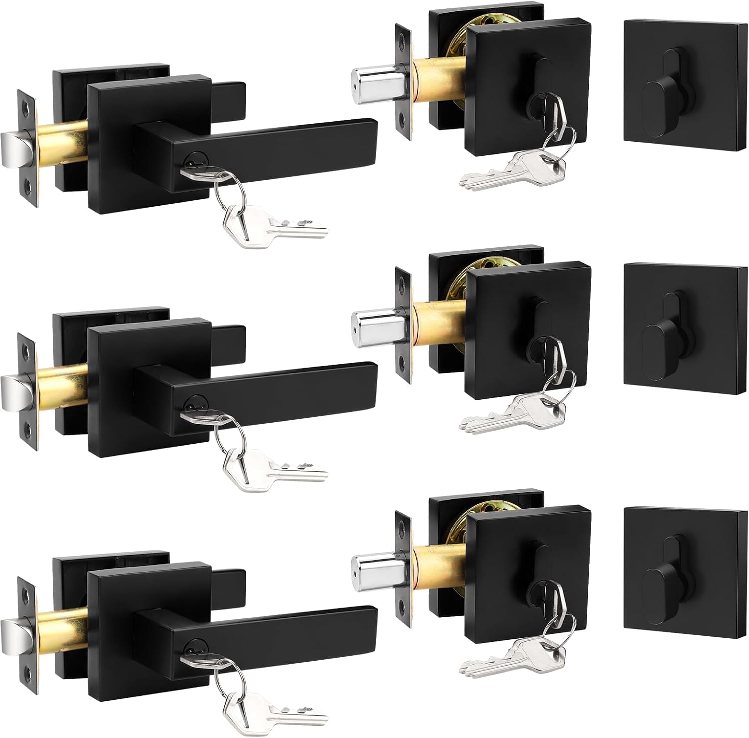 Probrico Matte Black Exterior Door Locksets with Deadbolt,Front Door ...